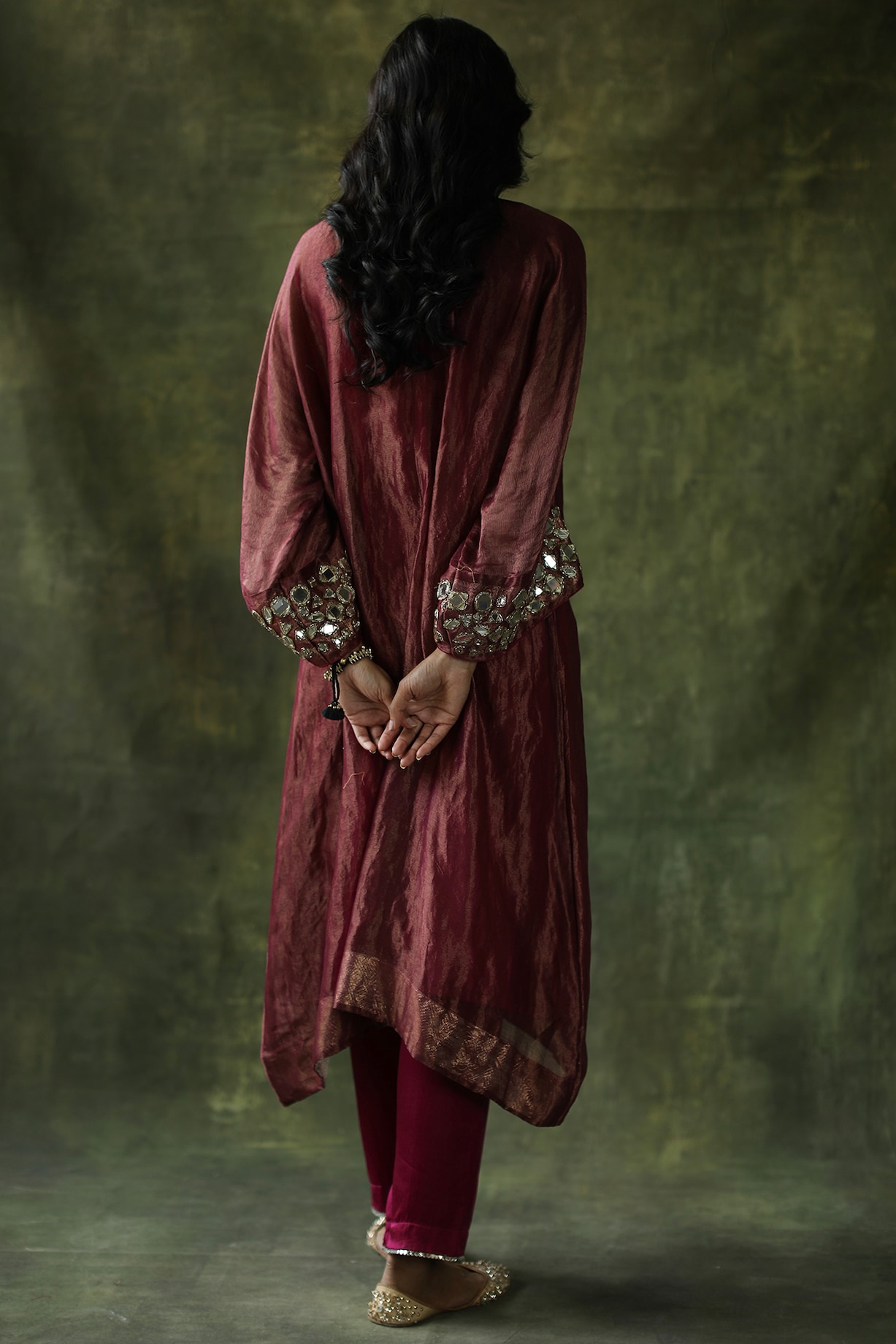 Ruby Red Embellished Kaftan Set by Begum Pret at Pernia's Pop Up Shop 2025