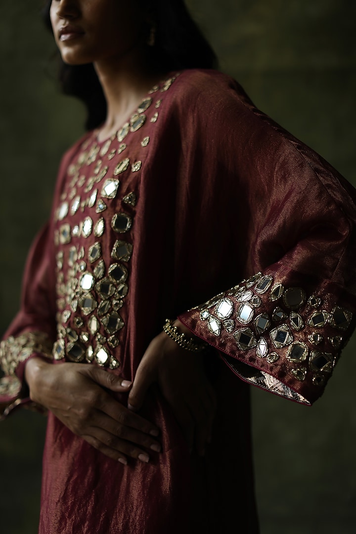 Ruby Red Embellished Kaftan Set by Begum Pret at Pernia's Pop Up Shop 2025