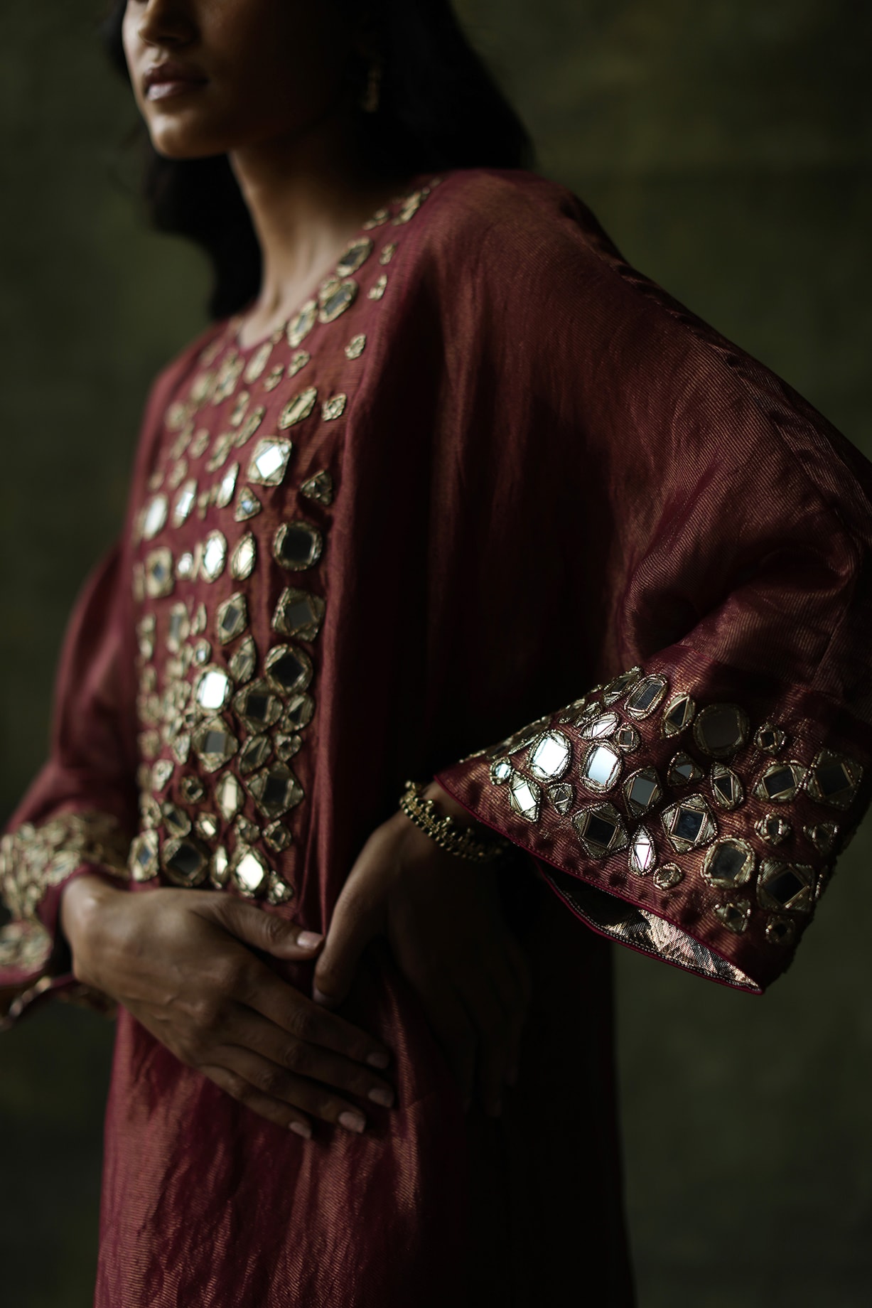 Ruby Red Embellished Kaftan Set by Begum Pret at Pernia's Pop Up Shop 2025