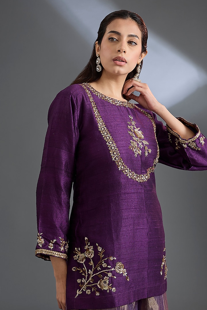 Purple Silk Tissue Sharara Set by Begum Pret at Pernia's Pop Up Shop 2026