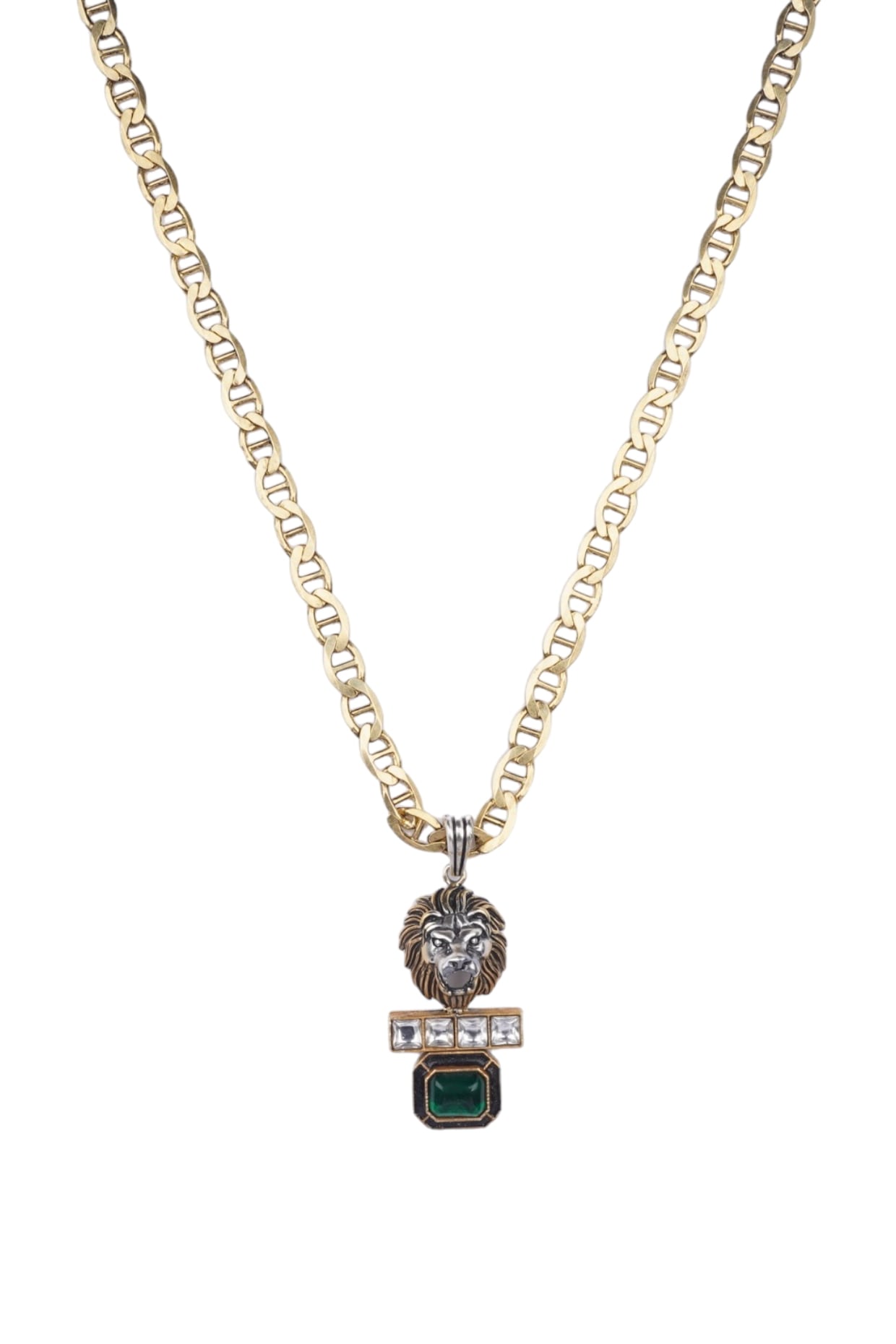 Two Tone Finish Green Doublet Stone & Kundan Polki Long Necklace In ...