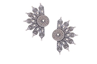 Black Rhodium Finish Stud Earrings In Sterling Silver by Bhatter's at ...