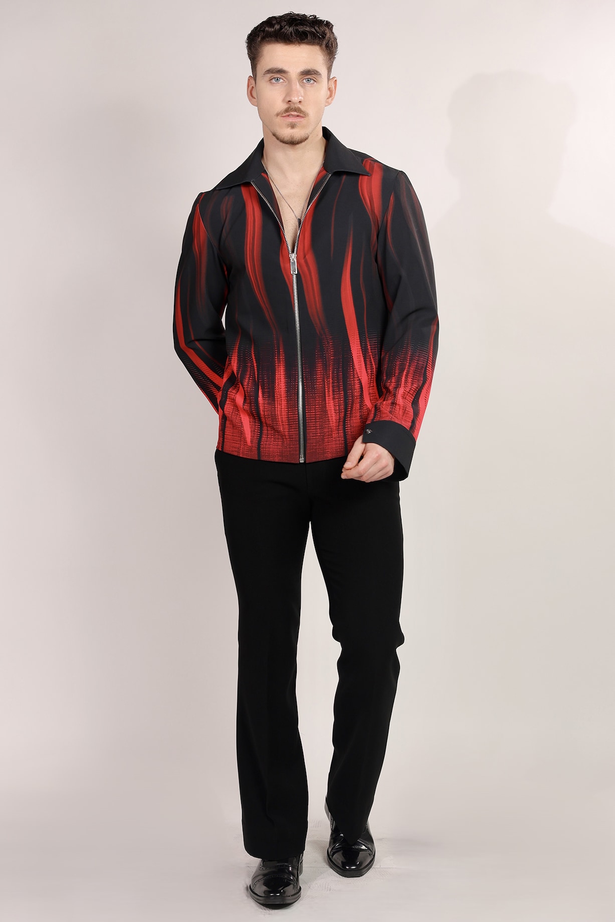 Black Satin Digital Printed Jacket by Bharat Reshma at Pernia's Pop Up ...