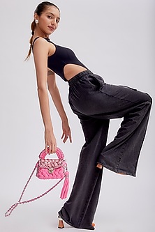 Hot Pink Cotton Yarn & Polyester Sling Bag by Bijit at Pernia's Pop Up ...