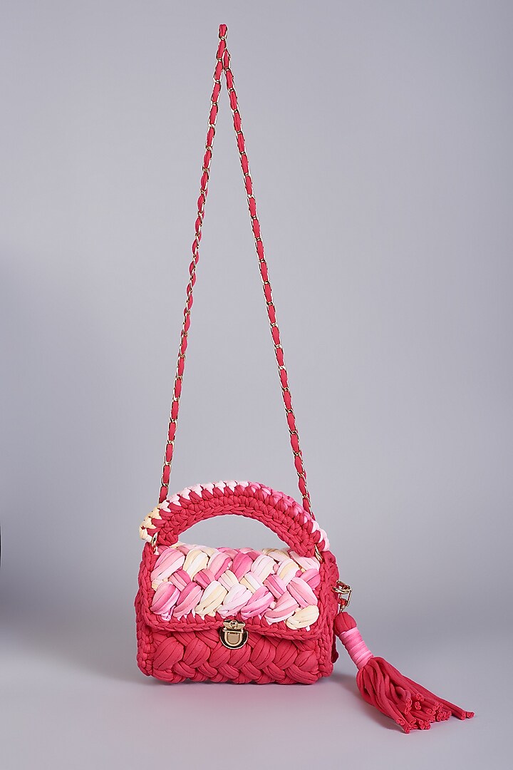Hot Pink Cotton Yarn Sling Bag by Bijit at Pernia's Pop Up Shop 2025