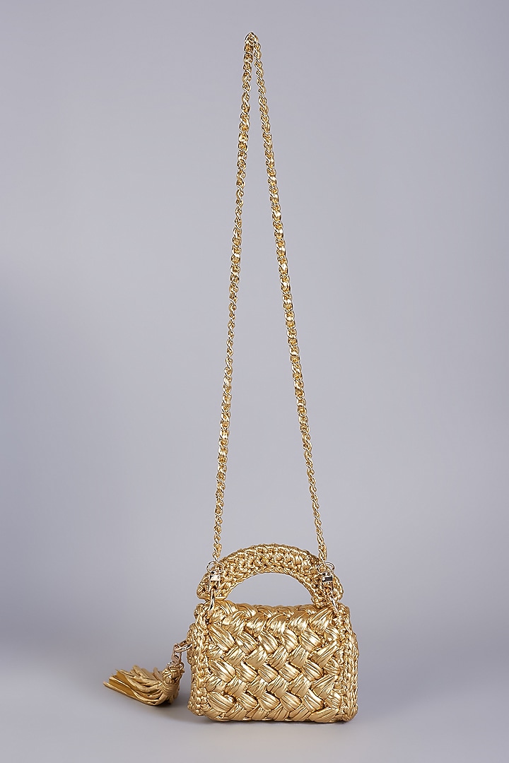 Gold Polyester Yarn Mini Sling Bag Design by Bijit at Pernia's Pop Up ...