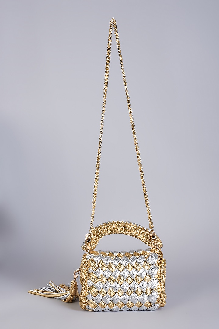 Gold & Silver Polyester Yarn Sling Bag by Bijit at Pernia's Pop Up Shop ...