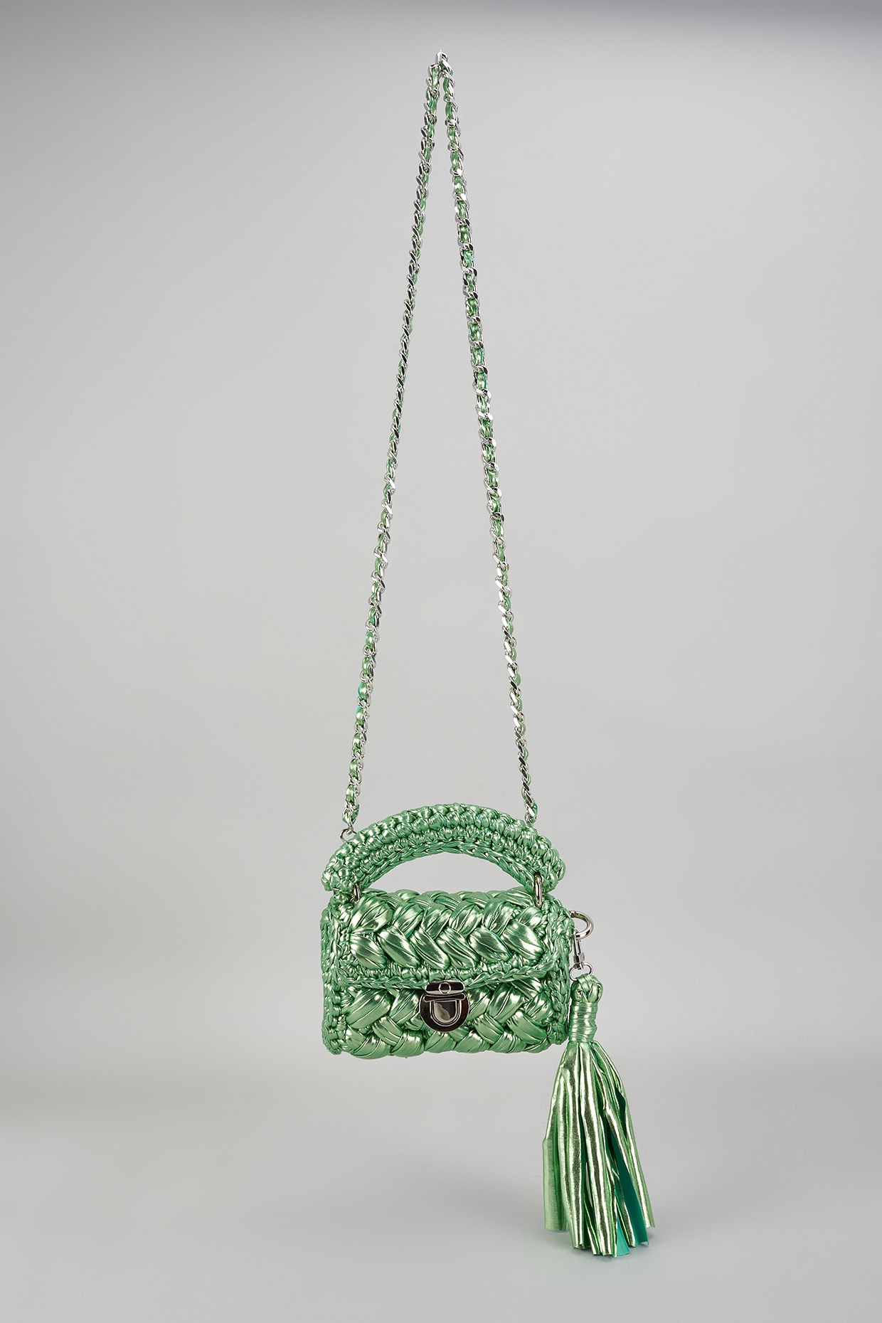 Green Polyester Yarn Mini Sling Bag by Bijit at Pernia's Pop Up Shop 2025