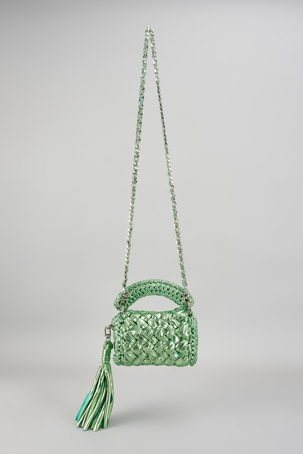 Green Polyester Yarn Mini Sling Bag by Bijit at Pernia's Pop Up Shop 2026