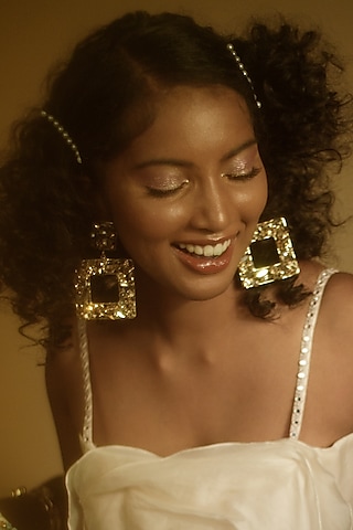 Gold Finish Crystal Dangler Earrings by Bijoux By Priya Chandna at ...