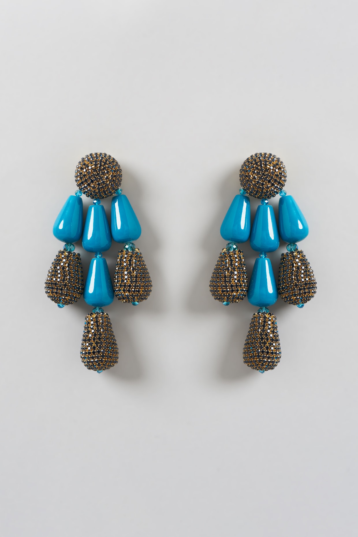 Gold Finish Crystal Dangler Earrings by Bijoux By Priya Chandna at ...