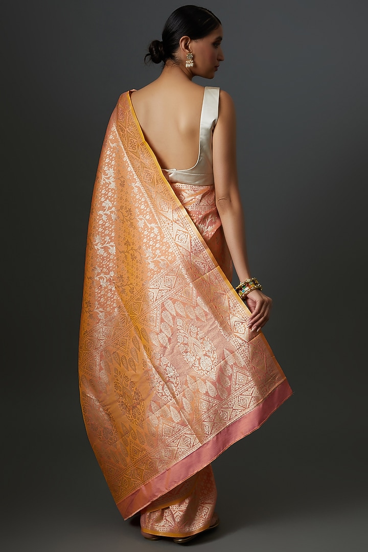 Peach Brocade Embroidered Banarasi Saree Design by Binal Patel at ...