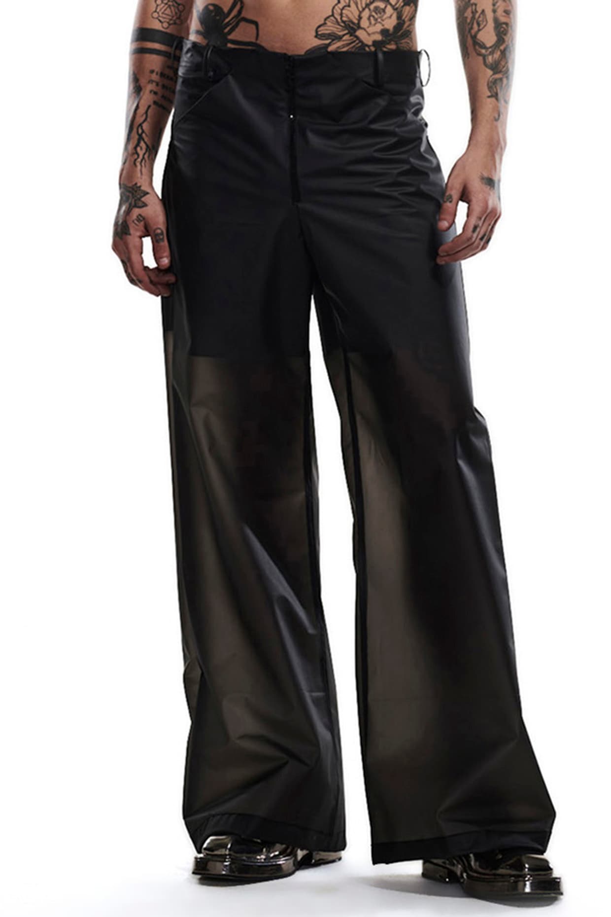 Black Korean PVC Rubber Pants by BLONI MEN at Pernia's Pop Up Shop 2024