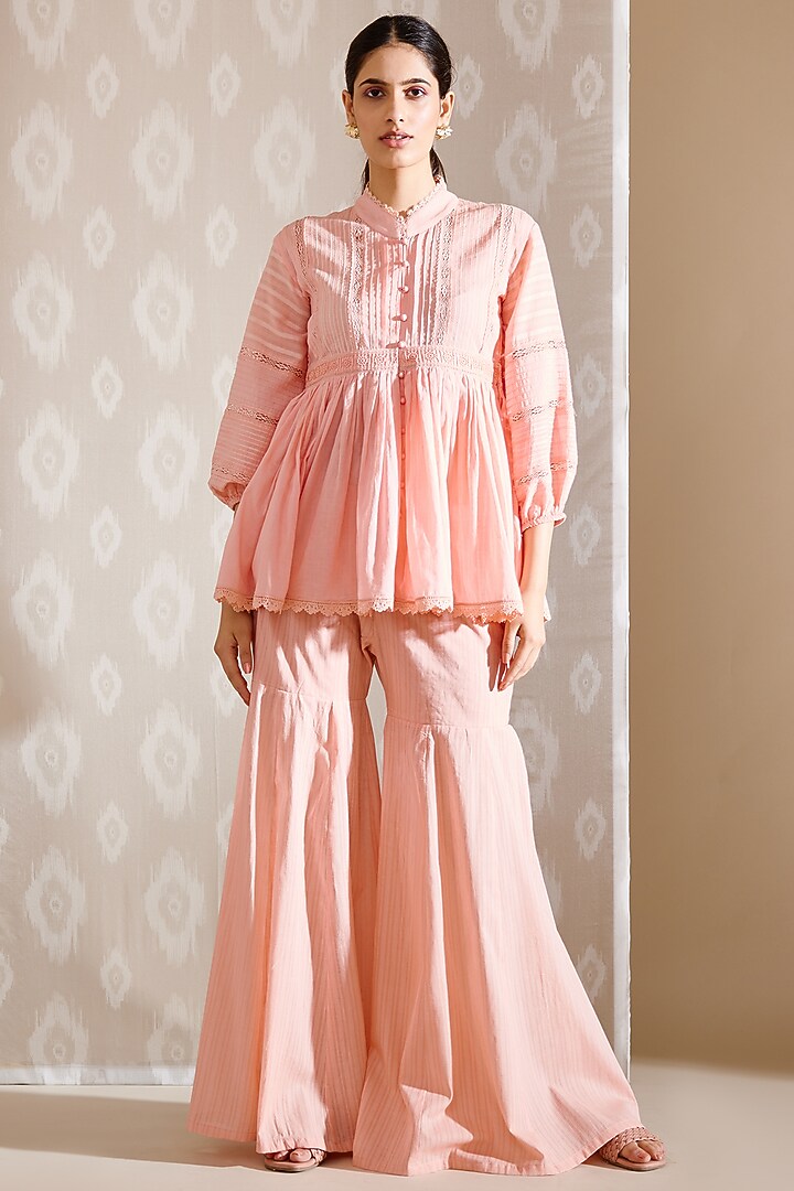 Peach Cotton Voile Top Design by Bunka at Pernia's Pop Up Shop 2026
