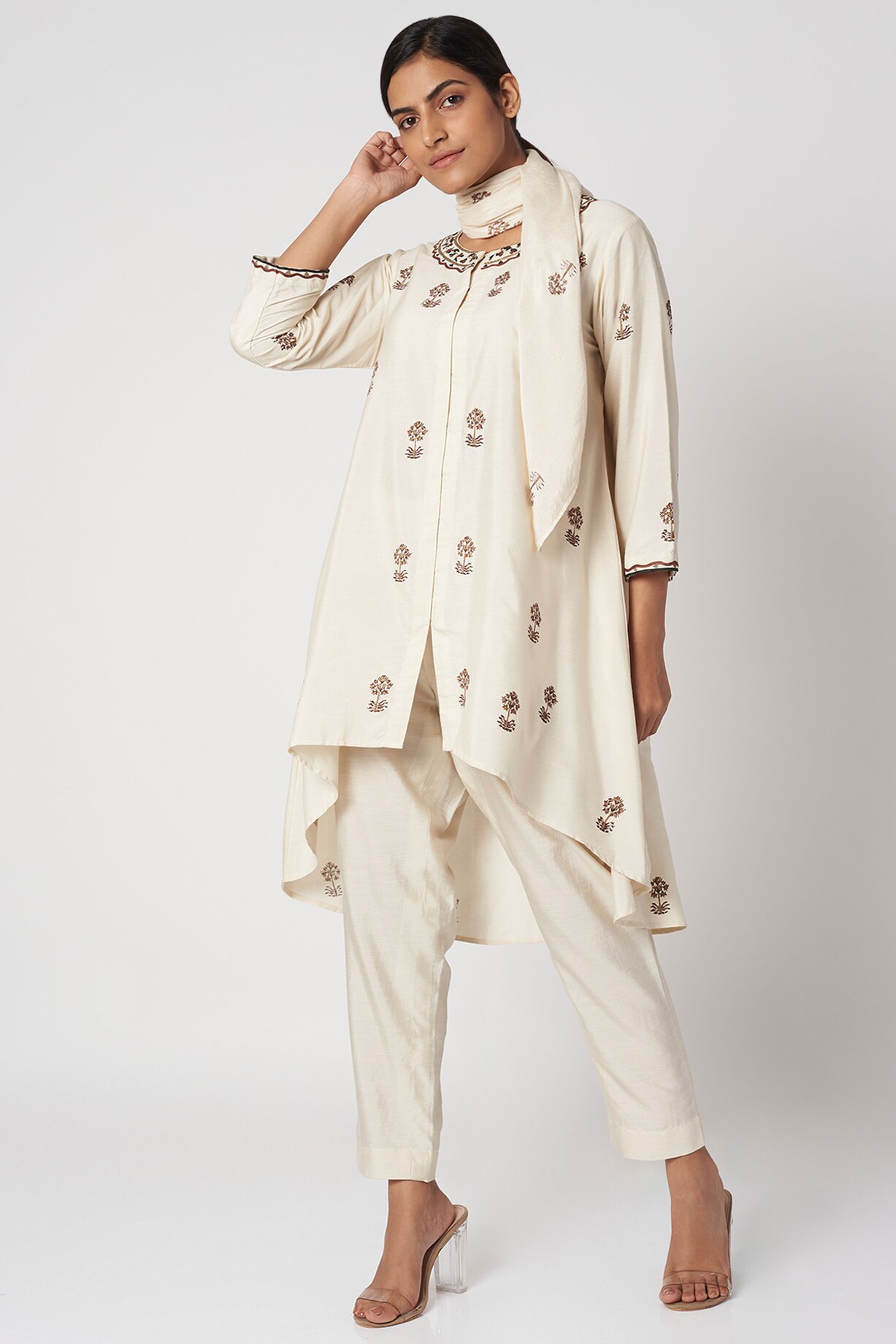 Off White Block Printed Dress With Pants by Bohame at Pernia's Pop Up ...