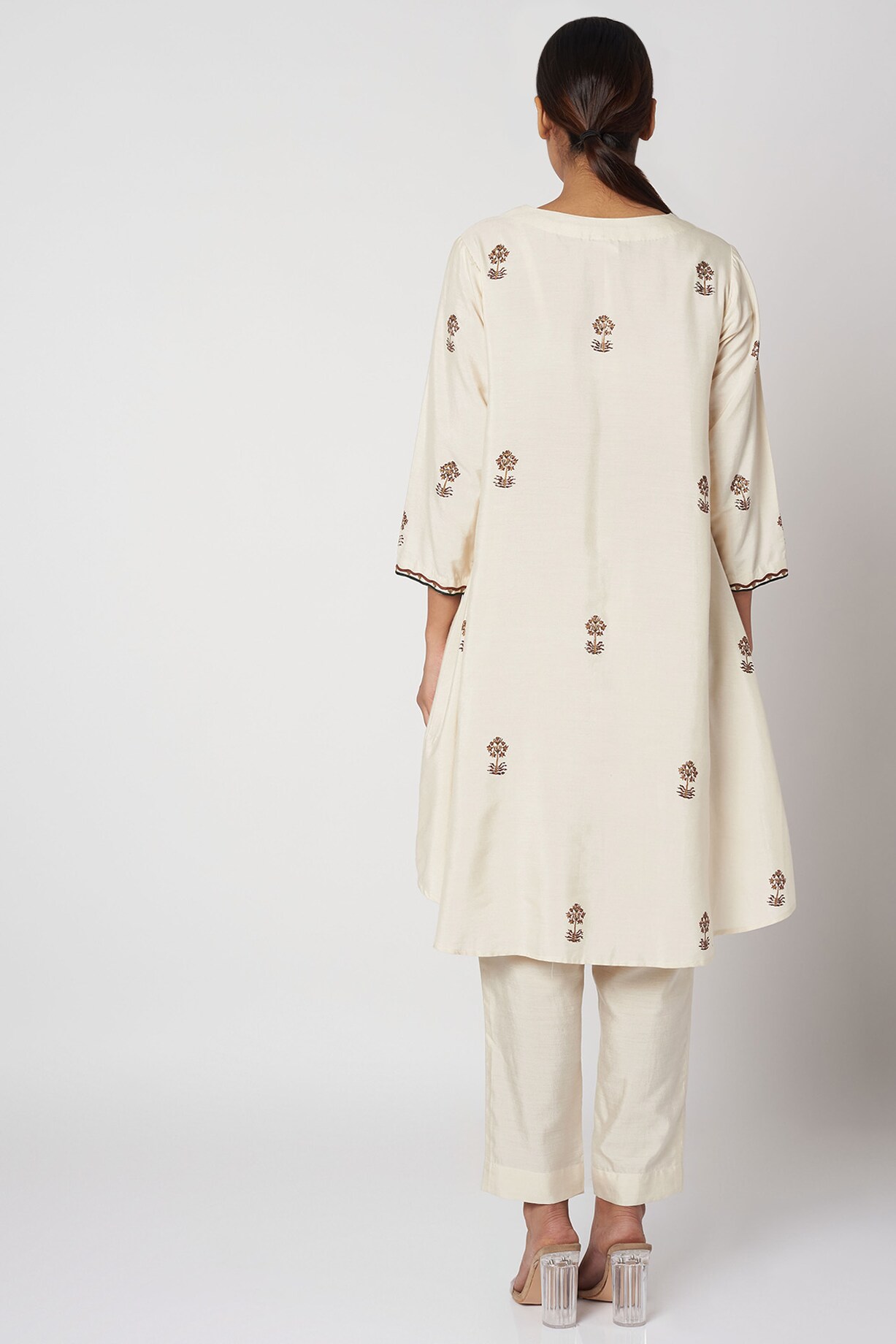 Off White Block Printed Dress With Pants by Bohame at Pernia's Pop Up ...