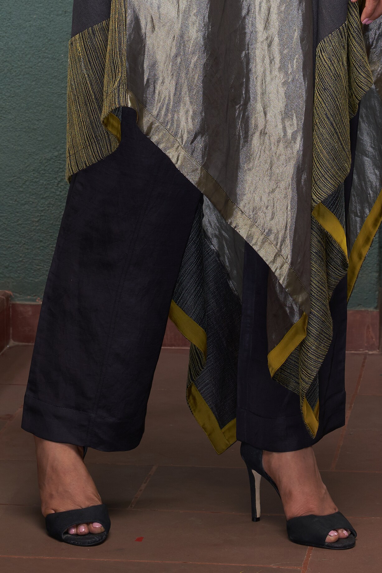 Black Silk & Tussar Pant Set by Bodhi Tree by Deepika and Neha at ...