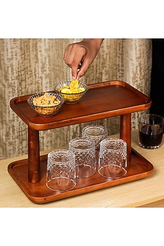 Brown Solid Wood Handcrafted Double-Slab Organizer by Brick Brown at ...