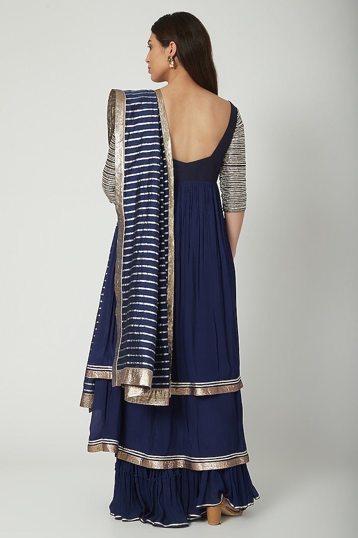 Cobalt Blue Embroidered Sharara Set by Breathe By Aakanksha Singh at ...