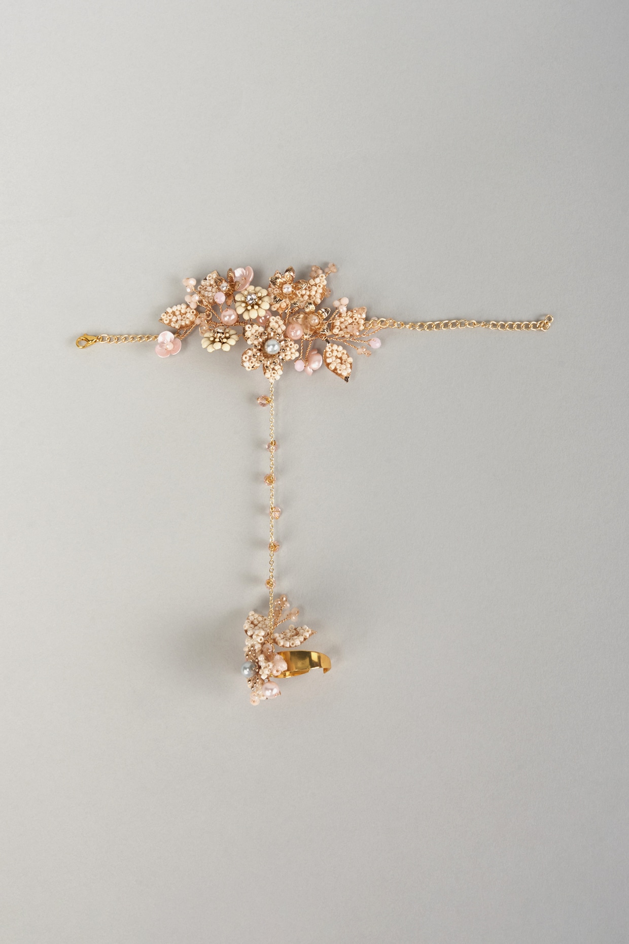 Gold Finish Pear White Beaded Handcrafted Floral Hand Harness by THE ...