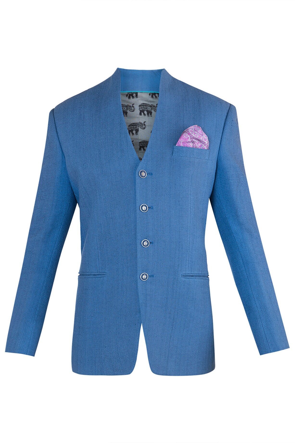 Cobalt blue bandhgala jacket Design by Bubber Couture at Pernia's Pop ...