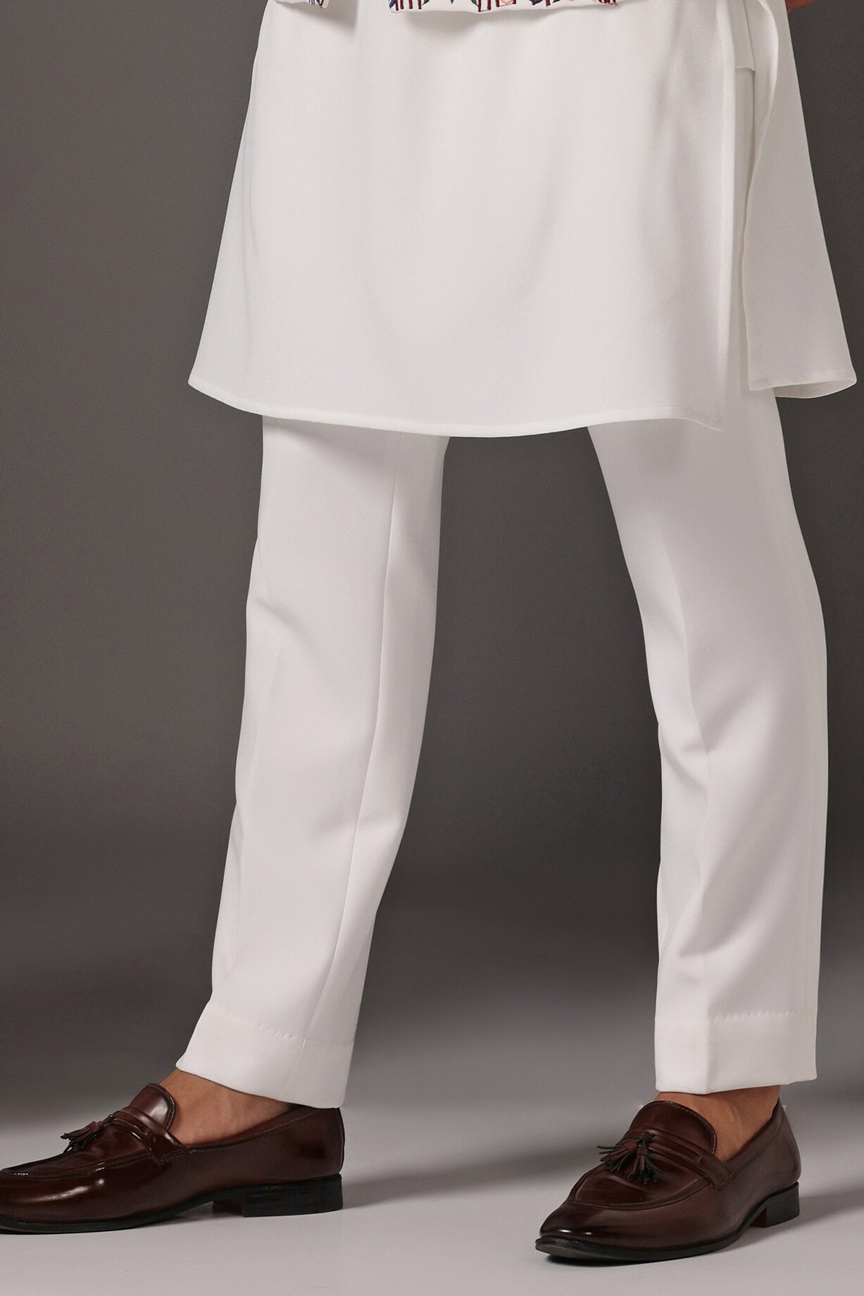 Ivory Moss Crepe Embroidered Nehru Jacket Set by Bhavya Bhasin at ...