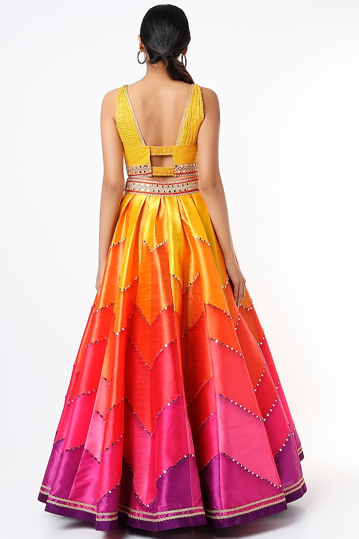 Multi-Colored Embroidered Wedding Lehenga Set by Cedar and Pine at ...