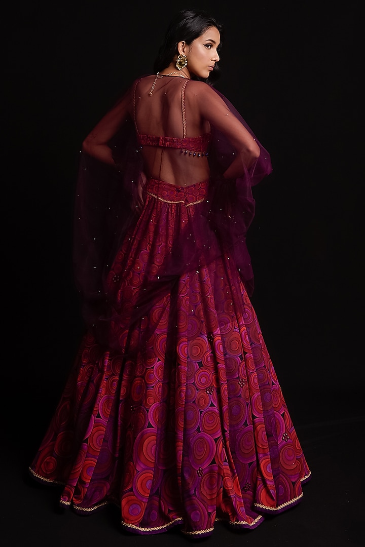 Multi-Colored Embroidered & Printed Wedding Lehenga Set by Cedar and ...