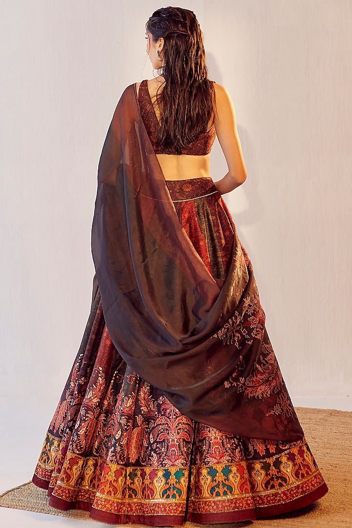 Multi-Colored Printed & Embroidered Lehenga Set Design by Cedar and ...