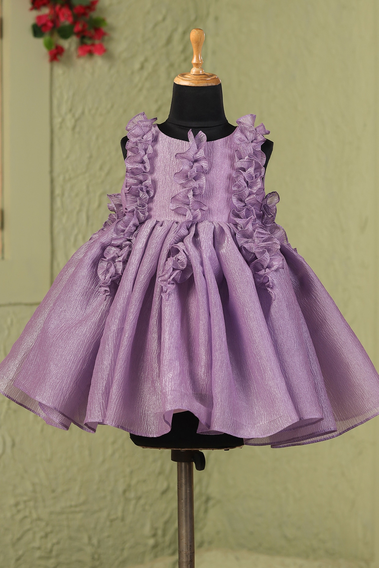 Purple Crushed Tissue Dress For Girls by Casa Ninos at Pernia's Pop Up ...