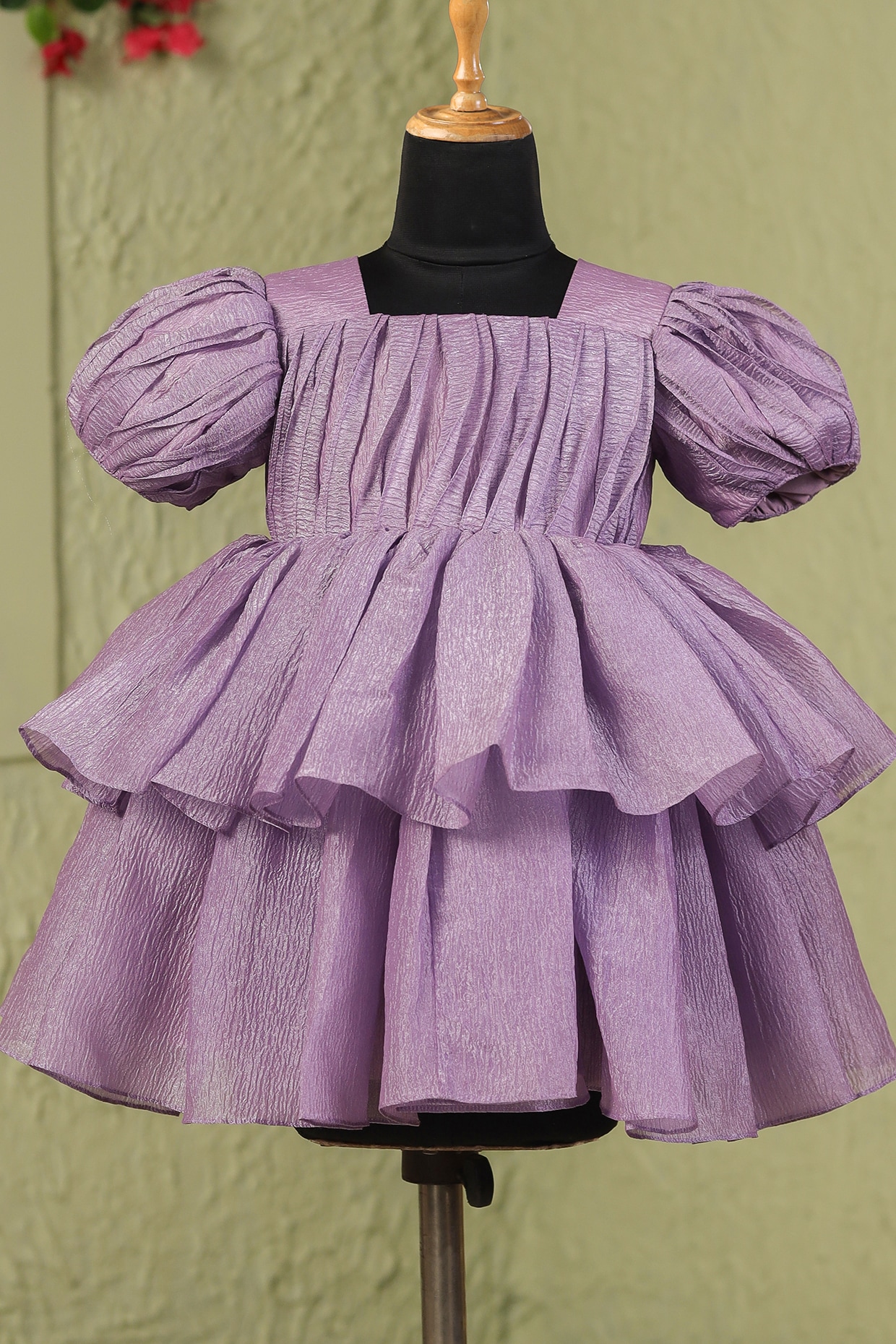 Purple Crushed Tissue Dress For Girls by Casa Ninos at Pernia's Pop Up ...