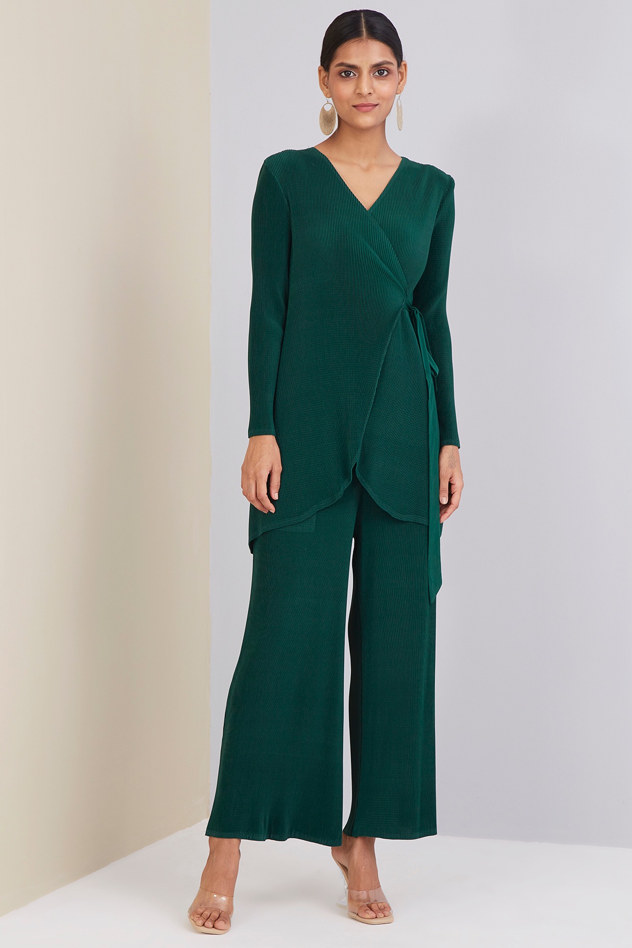 Emerald Green Polyester Flared Pant Set by Scarlet Sage at Pernia's Pop ...