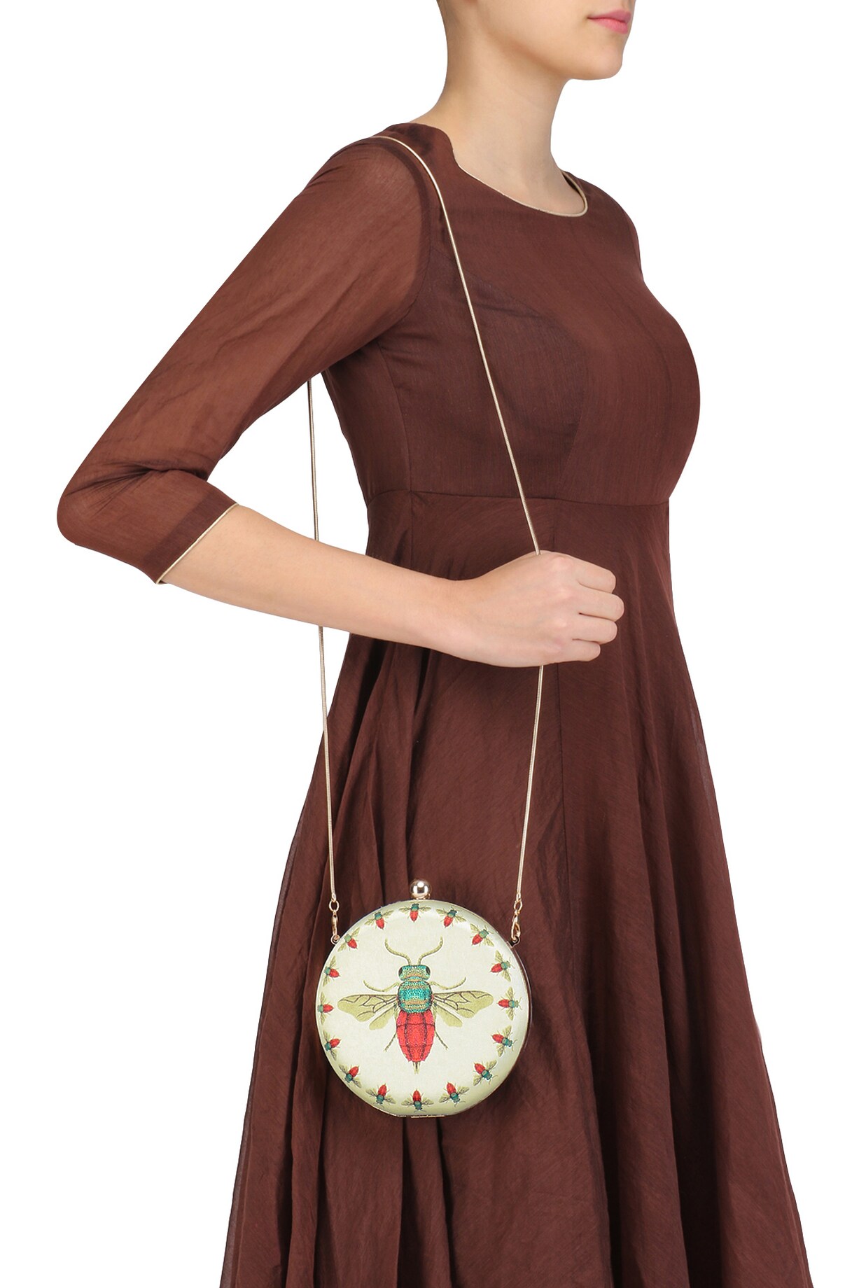 RASEEL AT CASAPOP presents White bug print round box clutch available ...