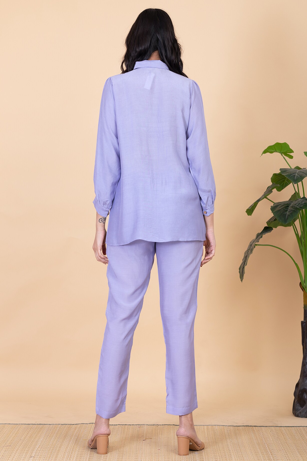 Lilac Silk Embroidered Co-Ord Set by Chambray & Co. at Pernia's Pop Up Shop 2025