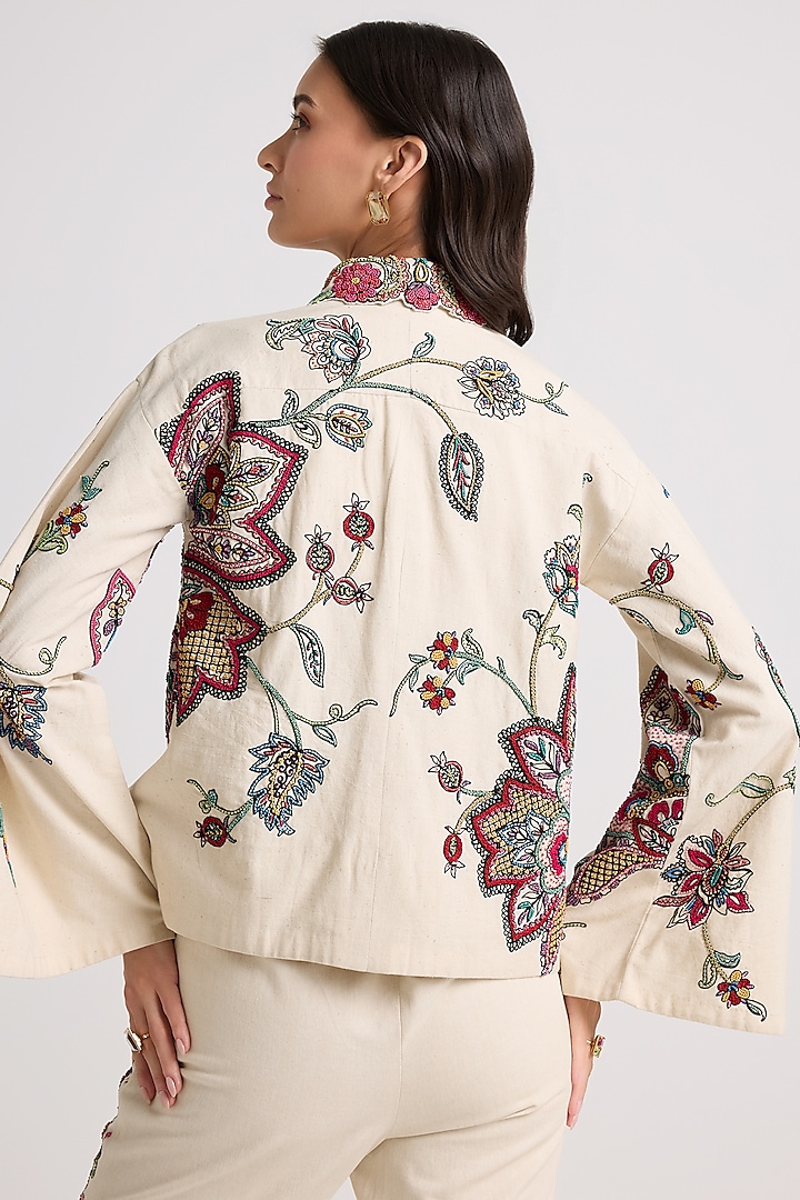 Ivory Kala Cotton Beadwork Short Jacket by Chandrima at Pernia's Pop Up ...