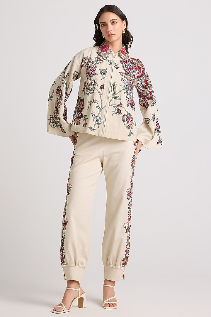 Ivory Kala Cotton Beadwork Short Jacket by Chandrima at Pernia's Pop Up ...