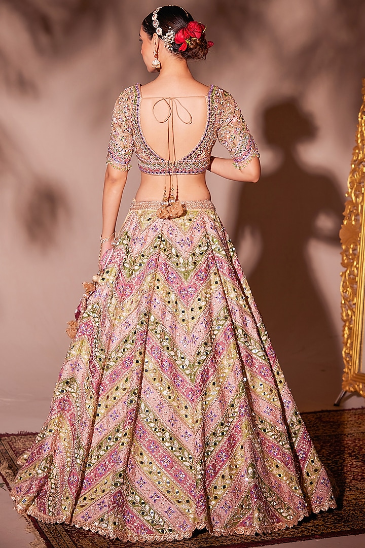 Multi-Colored Organza & Net Sequins Embroidered Lehenga Set Design by ...