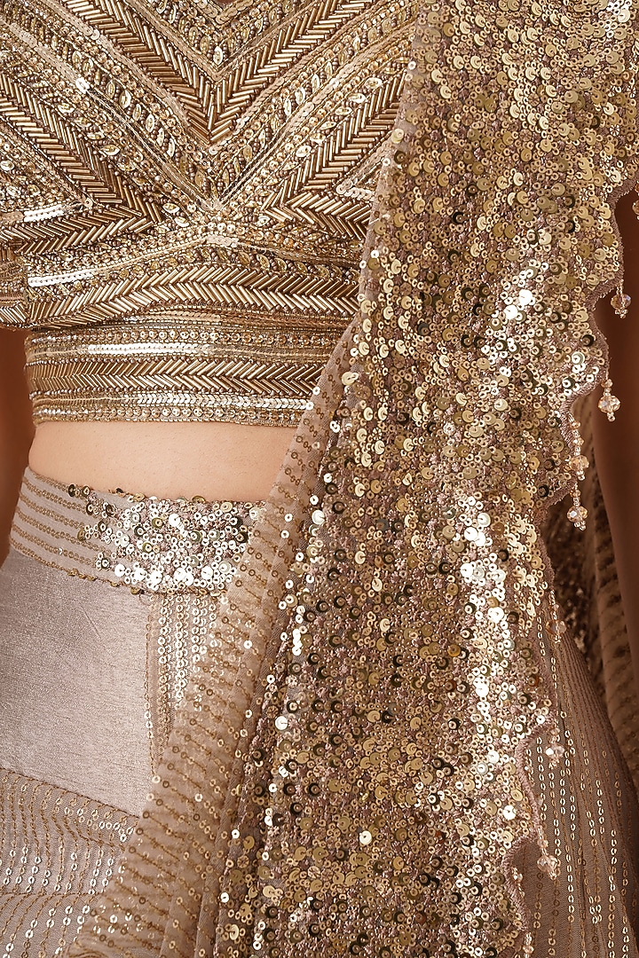 Gold Silk Net Saree Set by Chaashni by Maansi and Ketan at Pernia's Pop ...