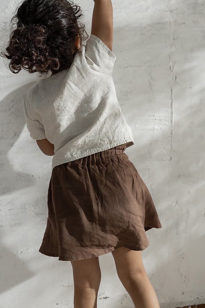 Brown Linen Skirt For Girls by Chi Linen at Pernia's Pop Up Shop 2026