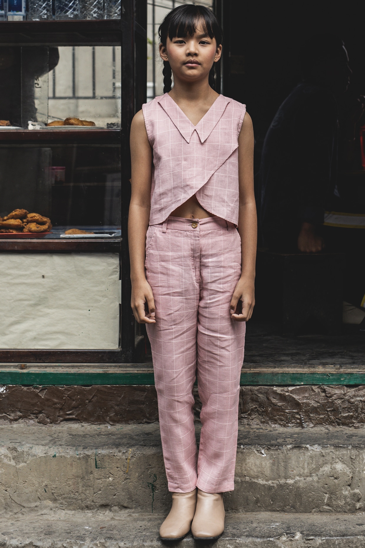 Pink Linen Co-Ord Set For Girls by Chi Linen at Pernia's Pop Up Shop 2025