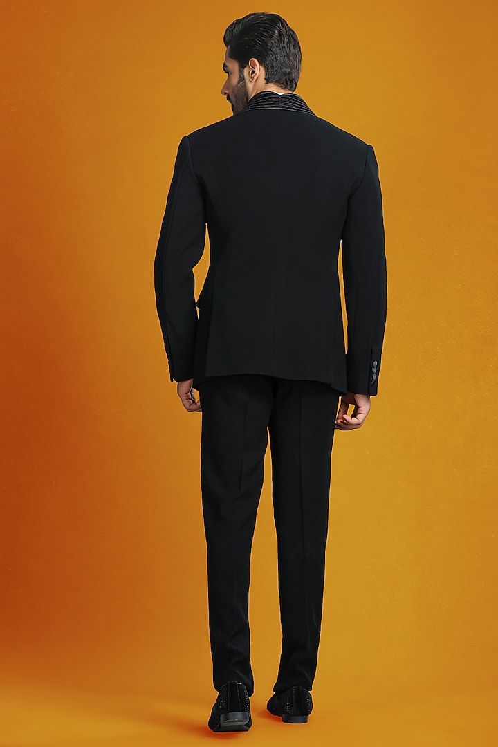 Black Japanese Hand Embroidered Tuxedo Set by Char Chaand at Pernia's ...