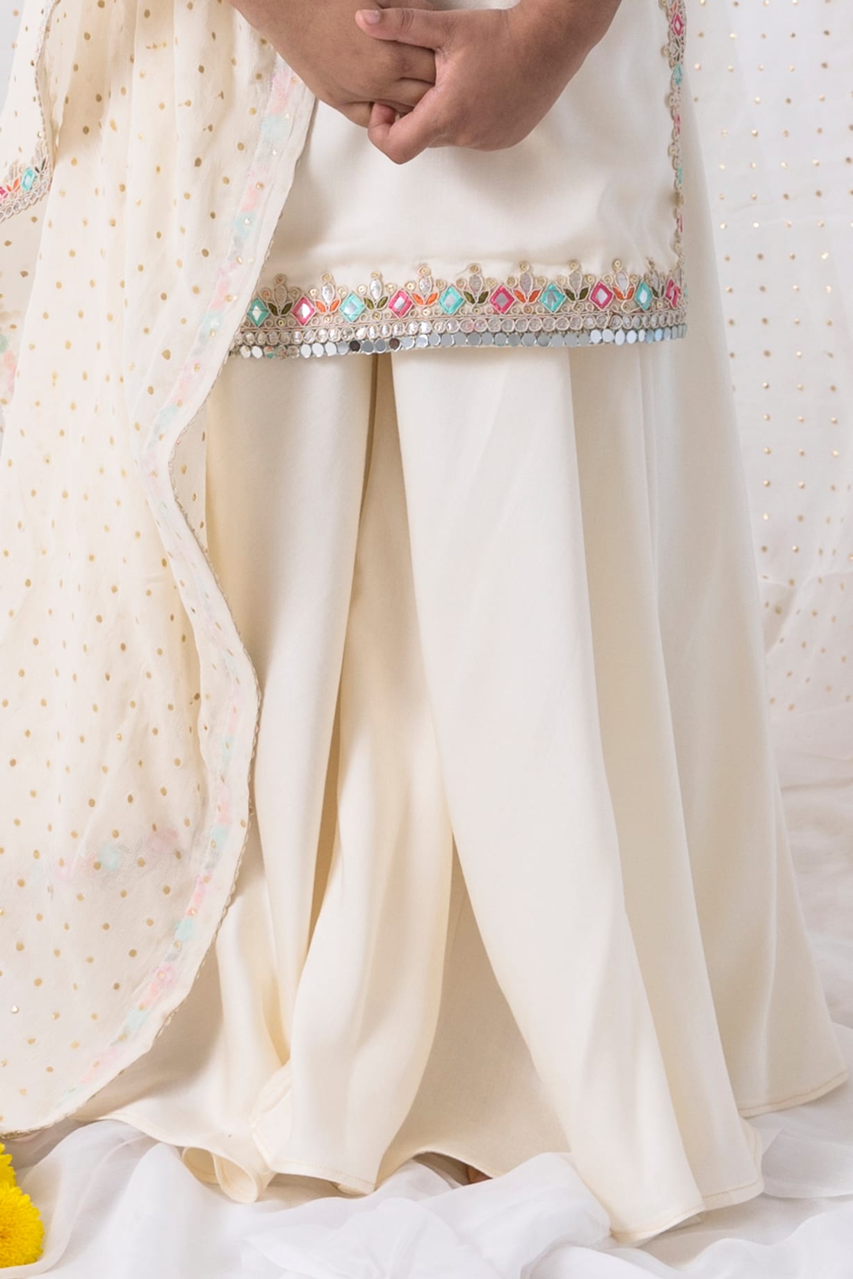 Ivory Muslin Sharara Set For Girls by Chotibuti at Pernia's Pop Up Shop ...