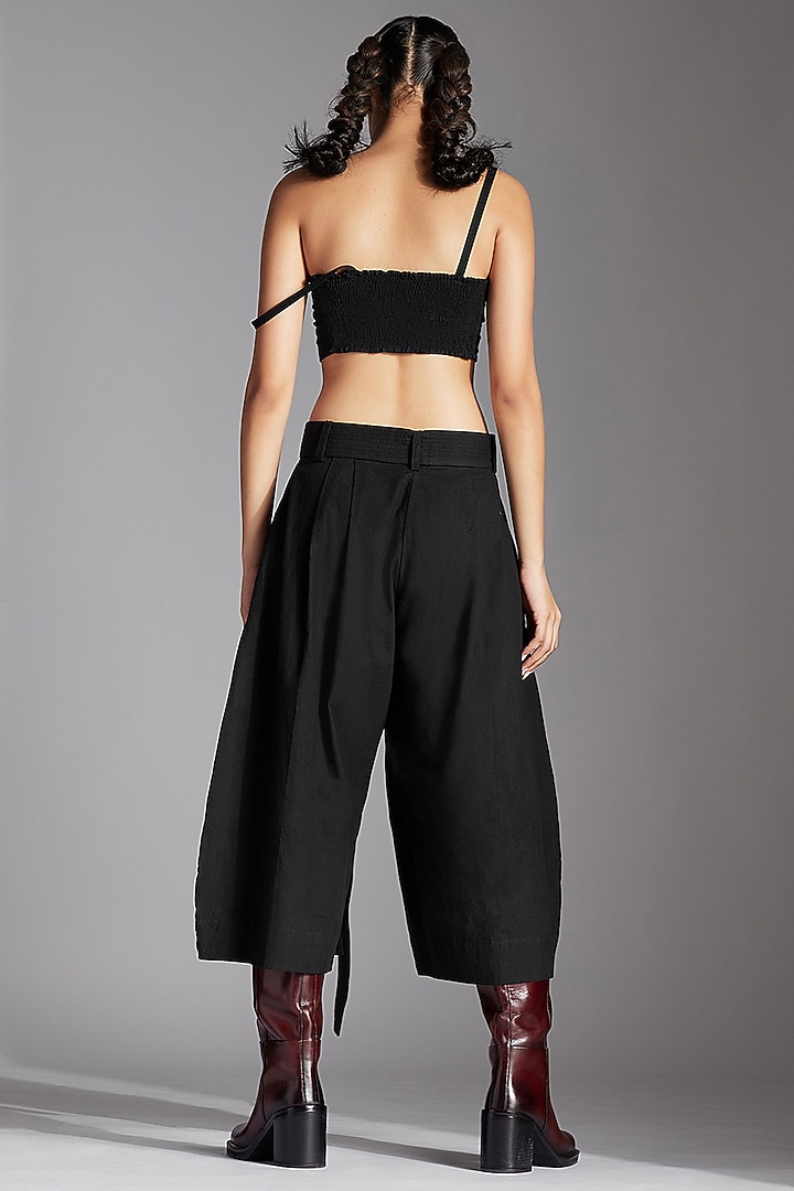 Black Terry Cotton Barrel Trousers by Chola at Pernia's Pop Up Shop 2026