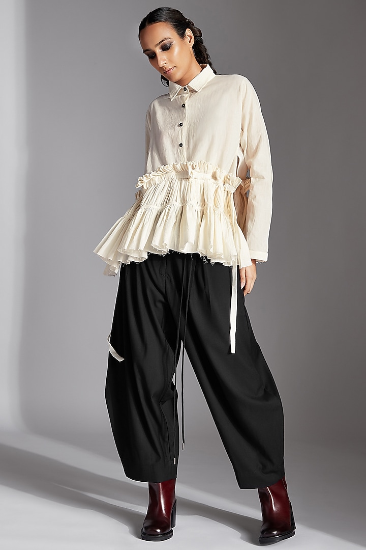 White Organic Cotton Cropped Shirt by Chola at Pernia's Pop Up Shop 2026