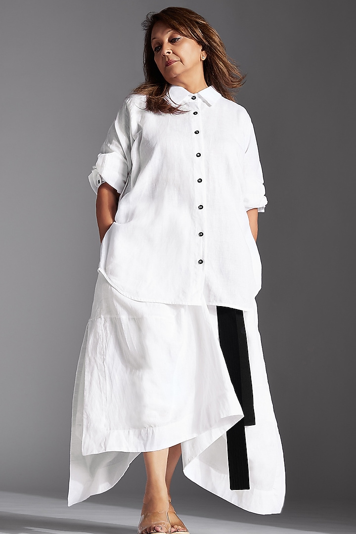 White Linen Dhoti Skirt by Chola at Pernia's Pop Up Shop 2026