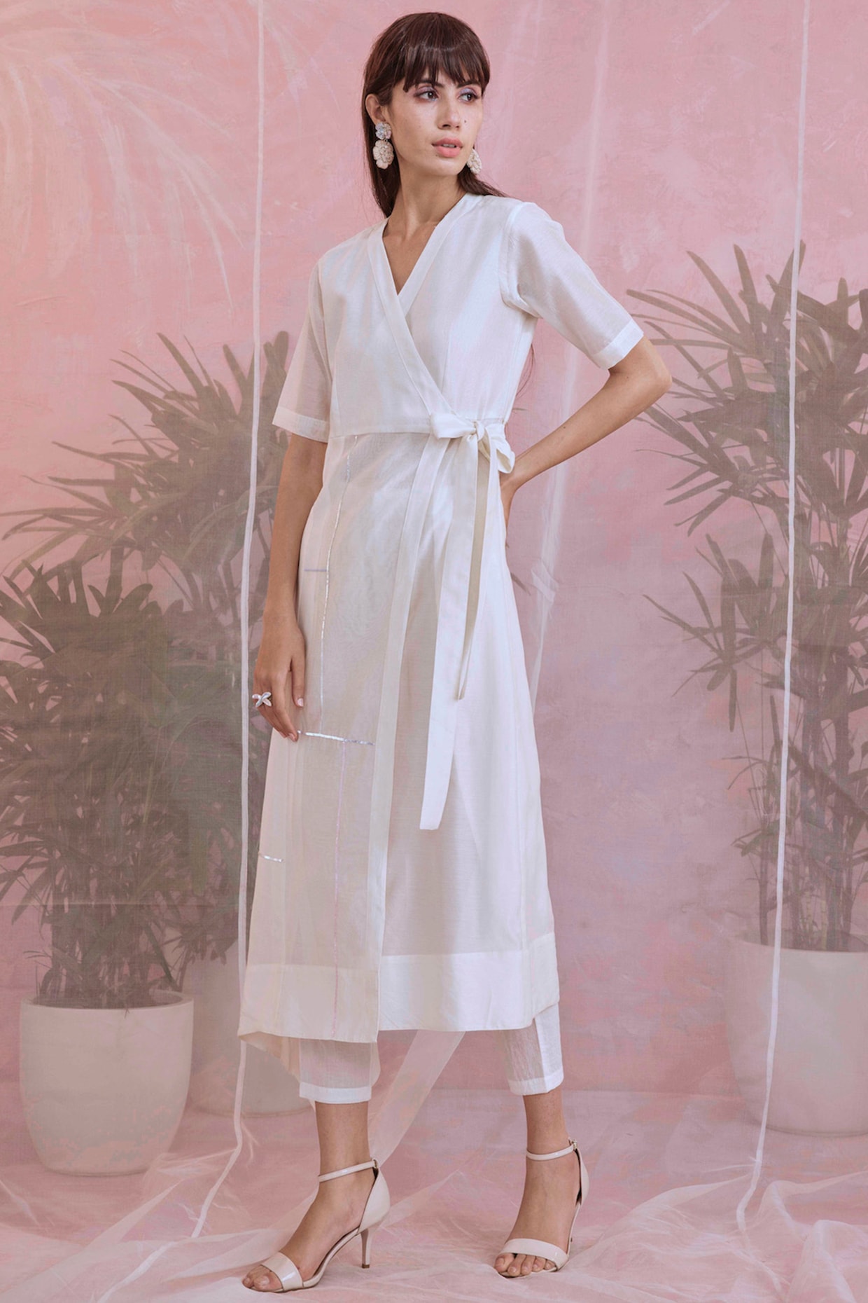Pearl White Chanderi Wrapped Kurta Set by Charkhee at Pernia's Pop Up ...