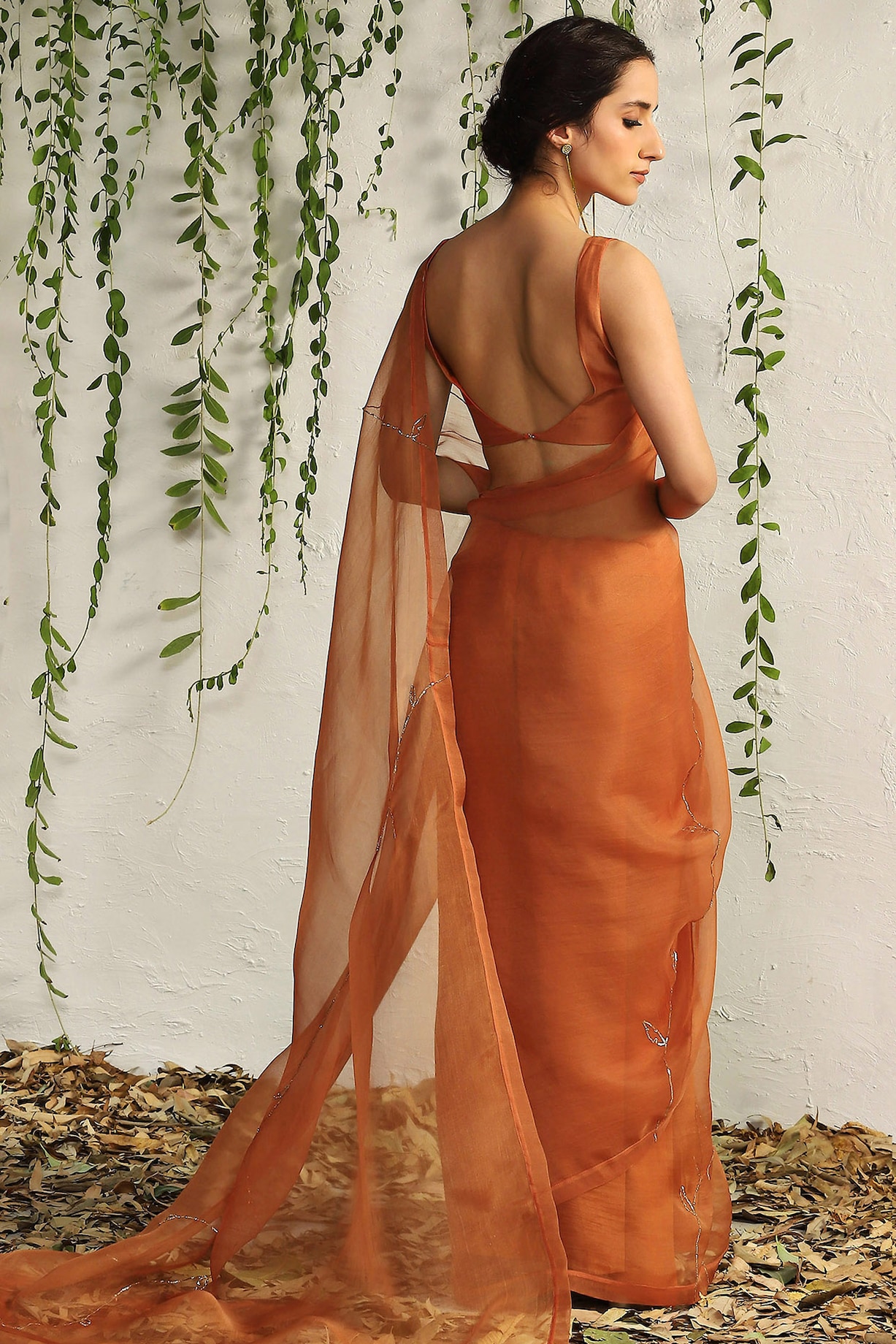 Spice Orange Organza Embroidered Saree Set by Charkhee at Pernia's Pop ...