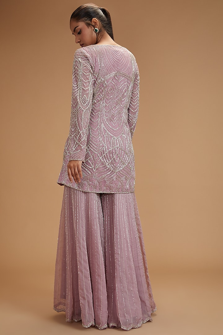 Lilac Organza Sharara Set by Charu & Vasundhara at Pernia's Pop Up Shop 2025