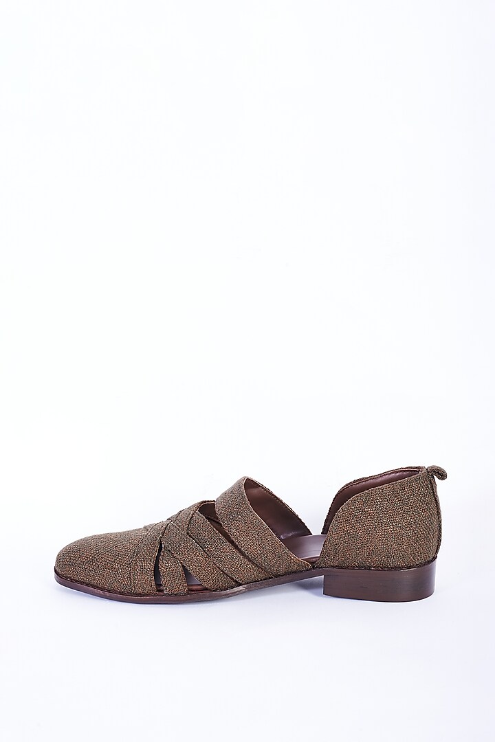 Buy CORAL HAZE MEN Olive Jacquard Peshawari Sandals at Pernia ...