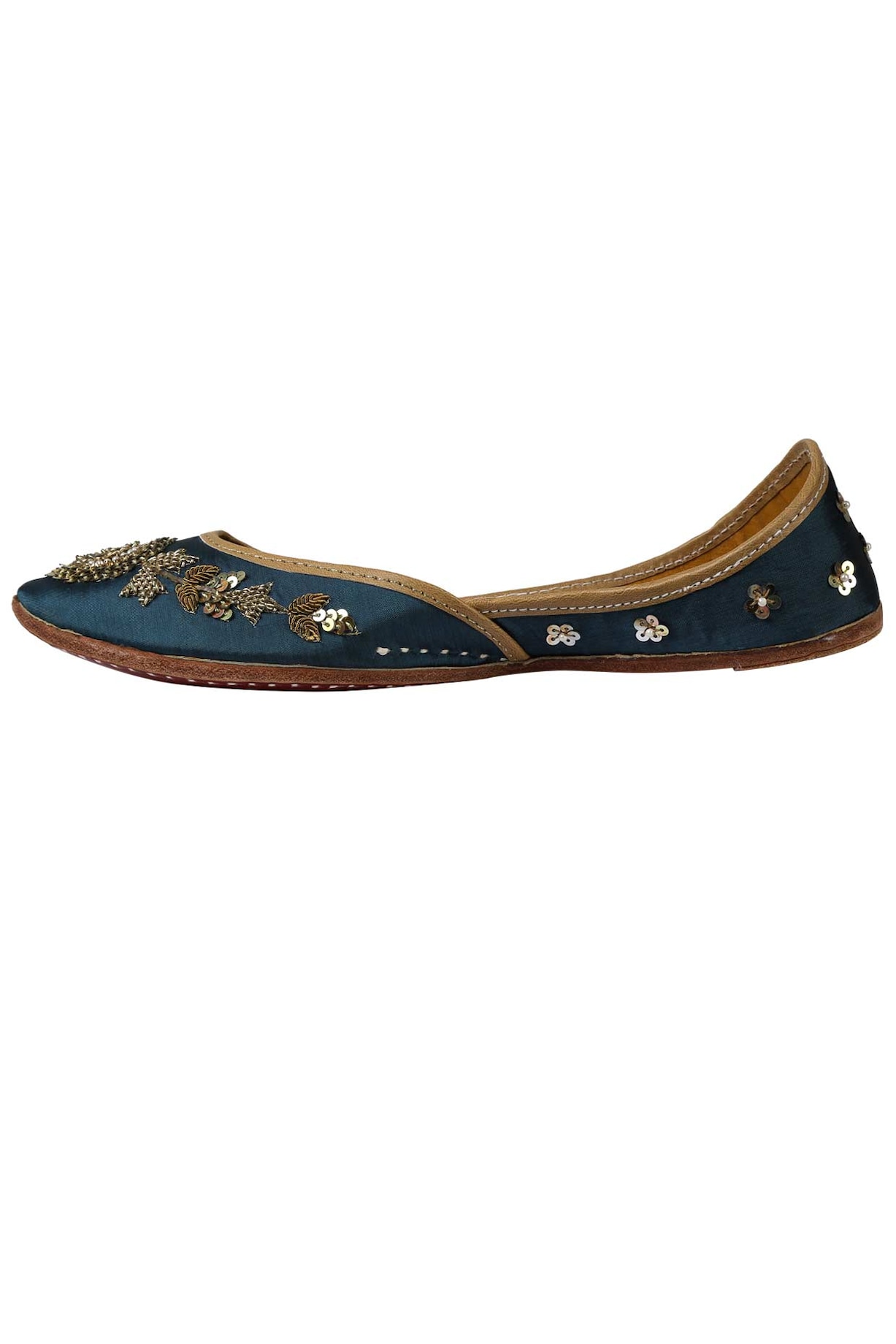 Royal blue jutti with gold zardozi work available only at Pernia's Pop ...